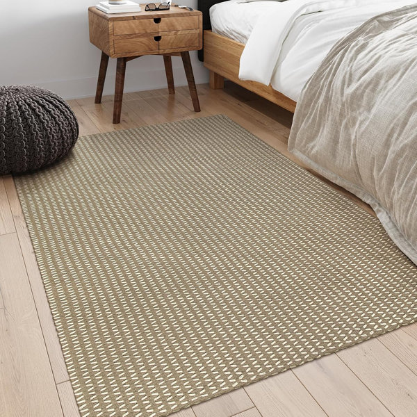 Winston Porter Honeycomb Cotton Weave Washable Area Rug - Stylish Mesh Design for Living Room ...